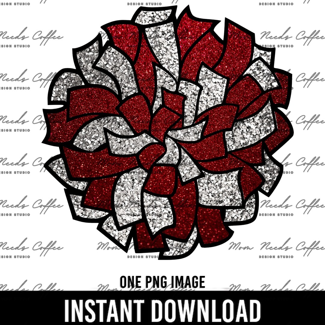Cheer Maroon and Gray Pom Pom Clipart, Gameday Sublimation, Cut and Print, Team Sublimation ...