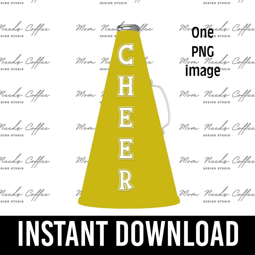 Cheer Gold Megaphone, Cheer PNG, Gameday Sublimation, Cut and Print ...