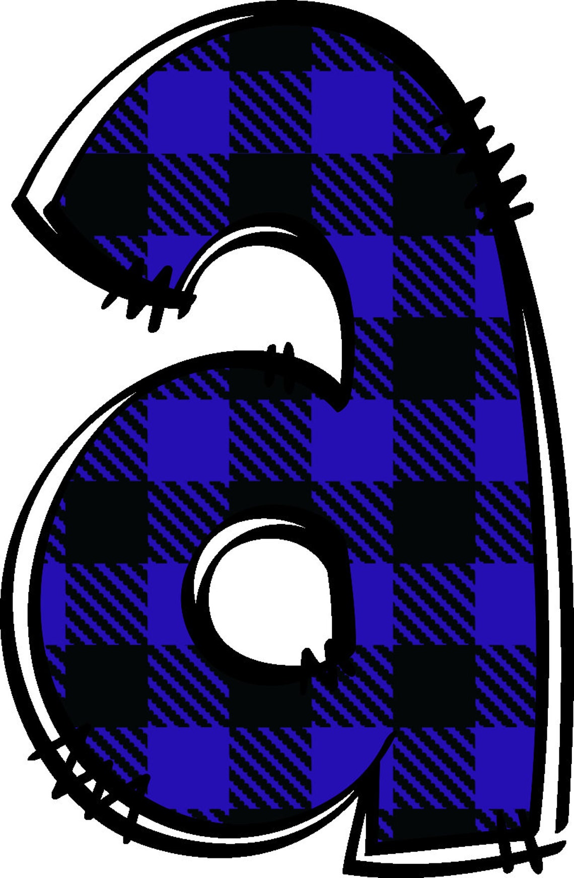 Blue Plaid Print Alphabet Doodle Font Letters Buffalo Plaid - Etsy