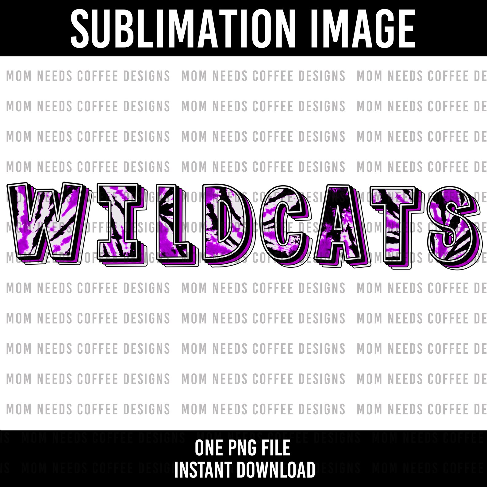 Wildcats PNG Transfer Mascot Digital Download Tie-dye Purple - Etsy