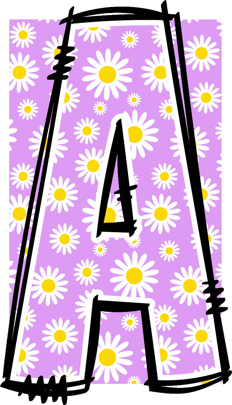 Daisy Alphabet Doodle Font Letters Floral Numbers PNG Daisy Flower ...