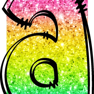 Rainbow Glitter Alphabet Doodle Font Summer Letters Numbers PNG Font ...