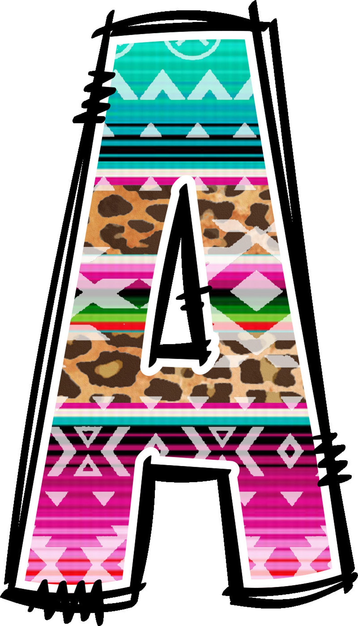 Serape and Leopard Doodle Font Tiger Abcs Serape Font - Etsy