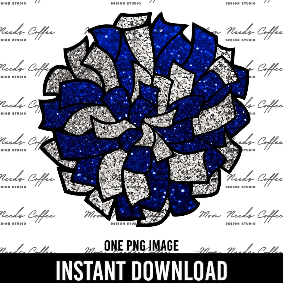 Cheer Blue and Gray Pom Pom Clipart, Gameday Sublimation, Cut and Print ...