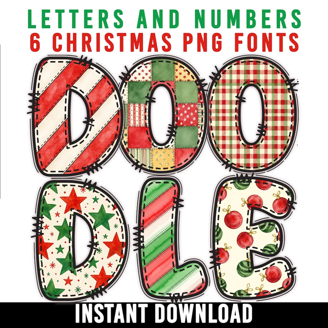 Christmas PNG Alphabet, Doodle Font, Letters, Christmas PNG, Classroom ...