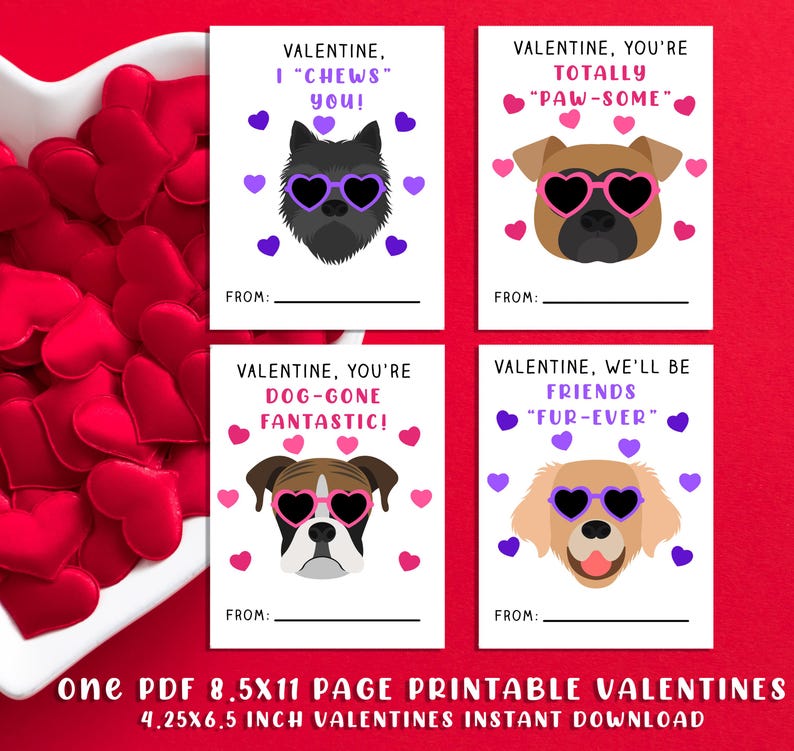 Puppy Valentines, Valentines Card, Kids Valentines, School Valentines ...
