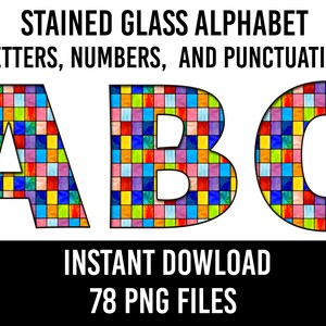 Stained Glass Alphabet 78 Letters Mosaic ABC PNG Font Stained - Etsy