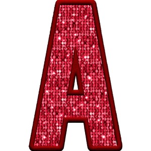 Red Sequin Faux Embroidery Alphabet, Sequin Letters, Glitter Alpha PNG ...