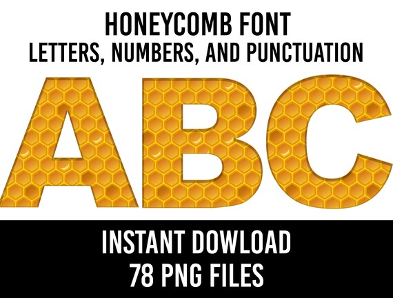 Honeycomb Alphabet 78 Letters PNG File Sublimation Honey - Etsy