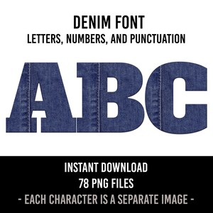 Denim Alphabet 78 Denim Letters, PNG File, Sublimation, Denim ...