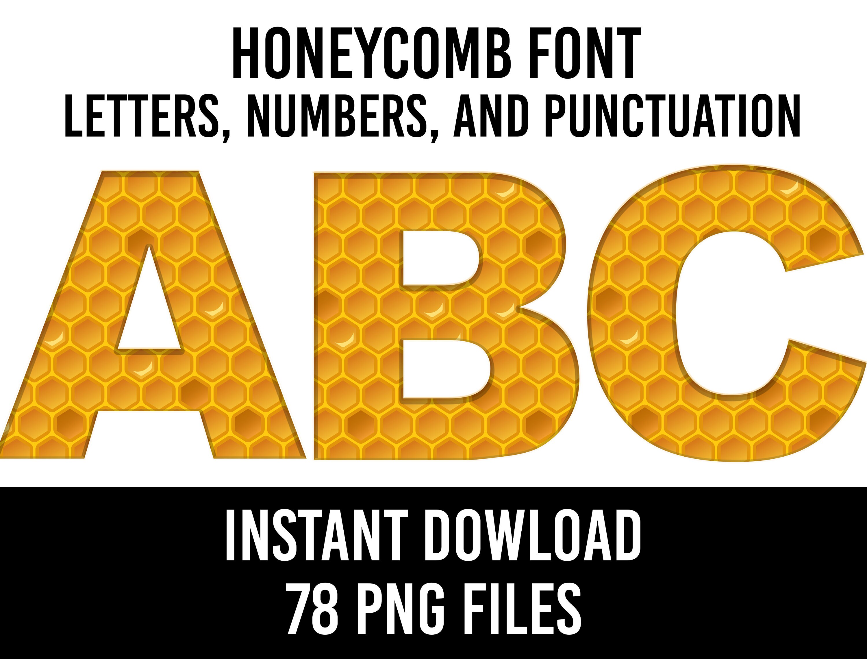 Honeycomb Alphabet 78 Letters PNG File Sublimation Honey - Etsy UK