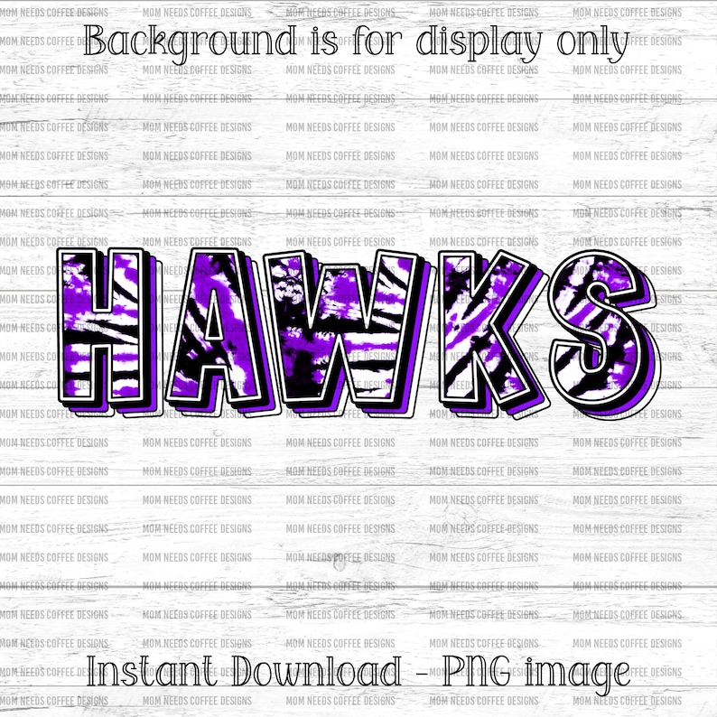 Hawks PNG Transfer Mascot Digital Download PNG, Tie-dye Purple and ...