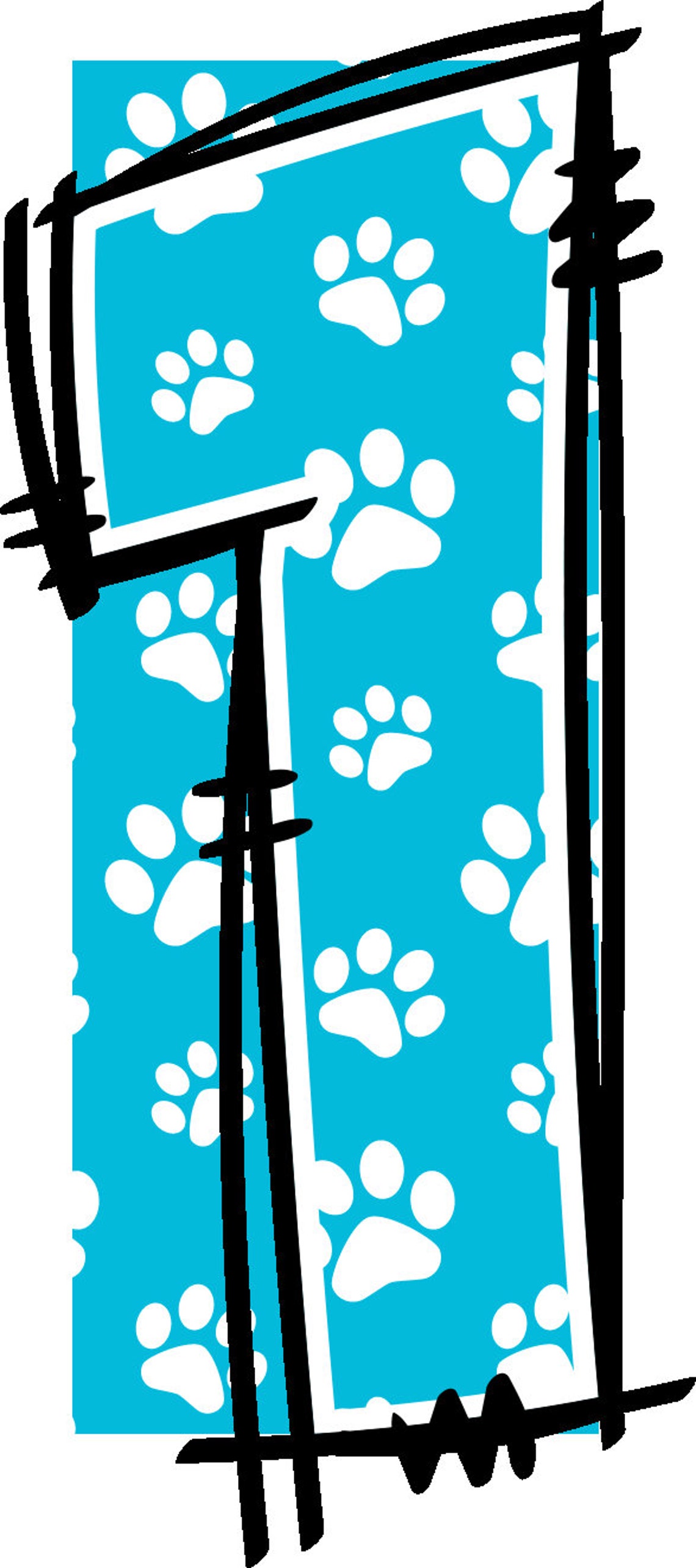 Paw Print Alphabet Doodle Font Letters Dog Numbers Puppy Sublimation ...