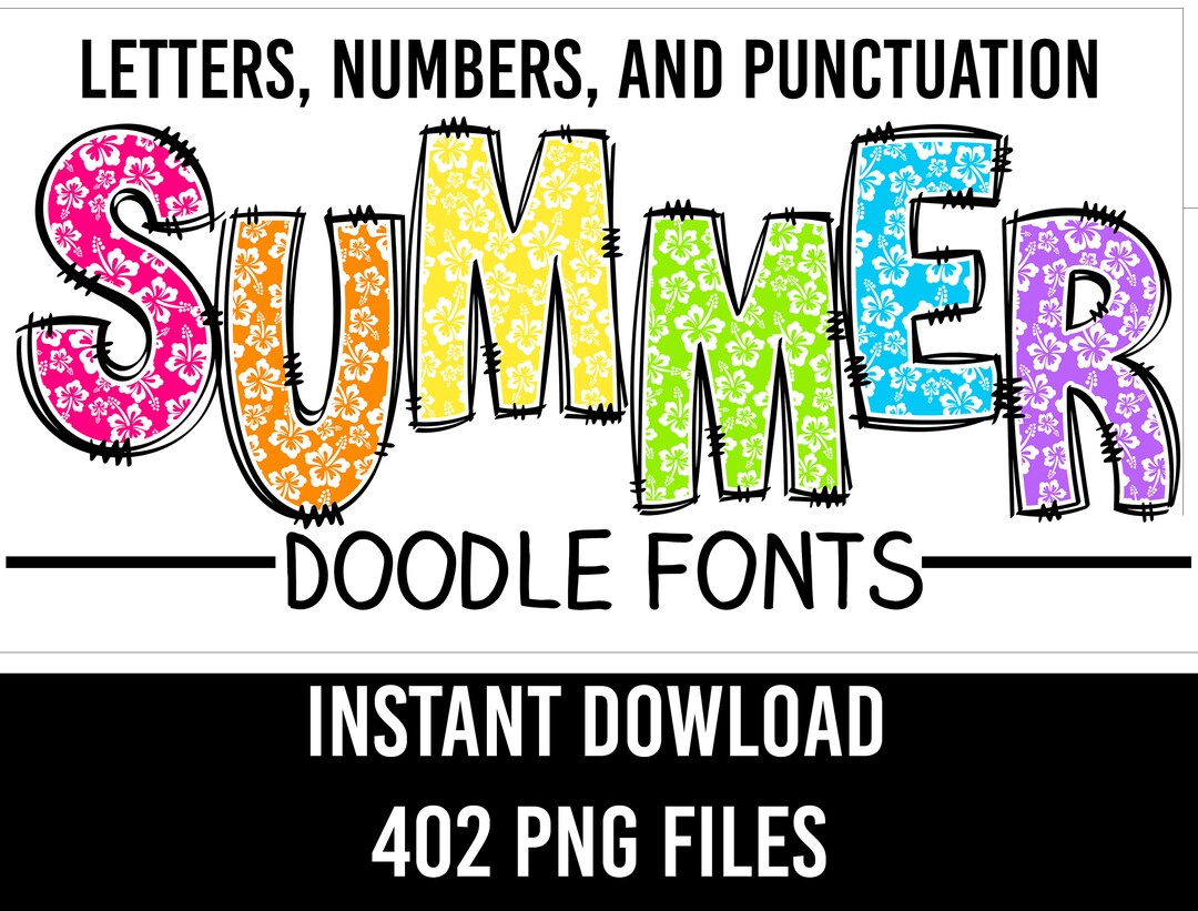 Summer Alphabet Doodle Font Letters Tropical Alpha Hibiscus - Etsy