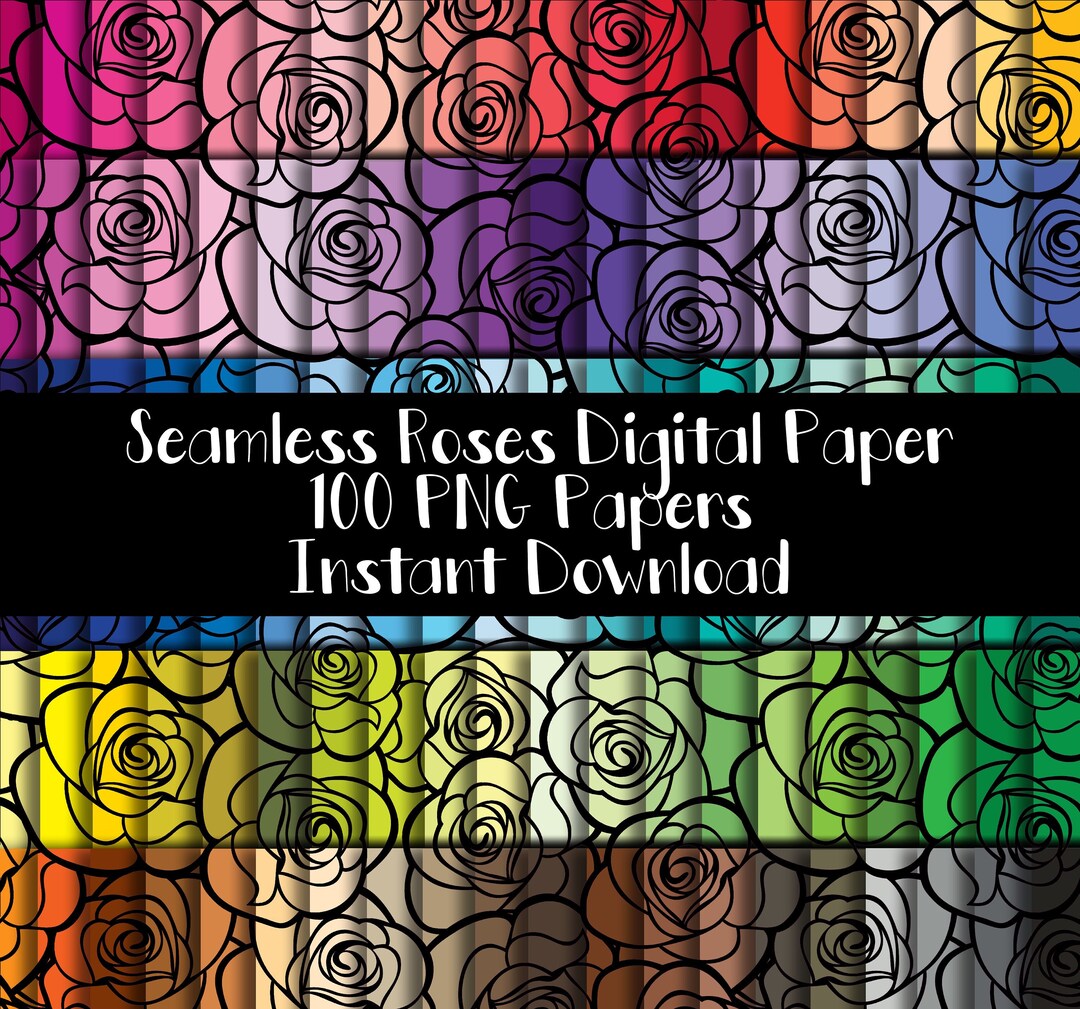 100 Rose Digital Papers, Floral Digital Paper, Rose Paper, Flower ...