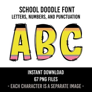 Teacher Doodle Letters, Back to School, Pencil Hand Drawn Doodle Alpha ...