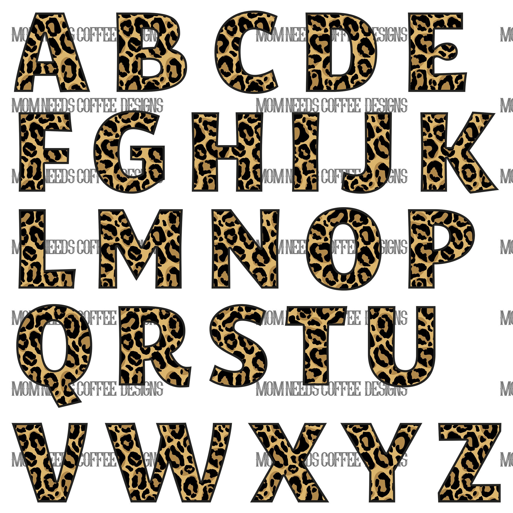 Leopard Print Alphabet 26 Letters Leopard Print Numbers PNG | Etsy