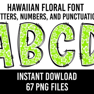 Hawaiian Alphabet Tropical Doodle Font Letters Summer Numbers - Etsy