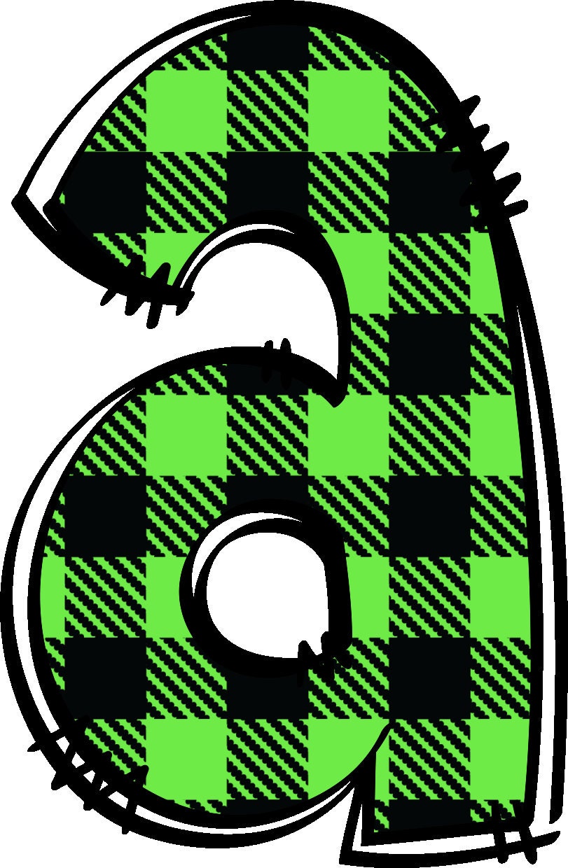 Neon Green Plaid Print Alphabet Doodle Font Letters Buffalo Plaid Print ...