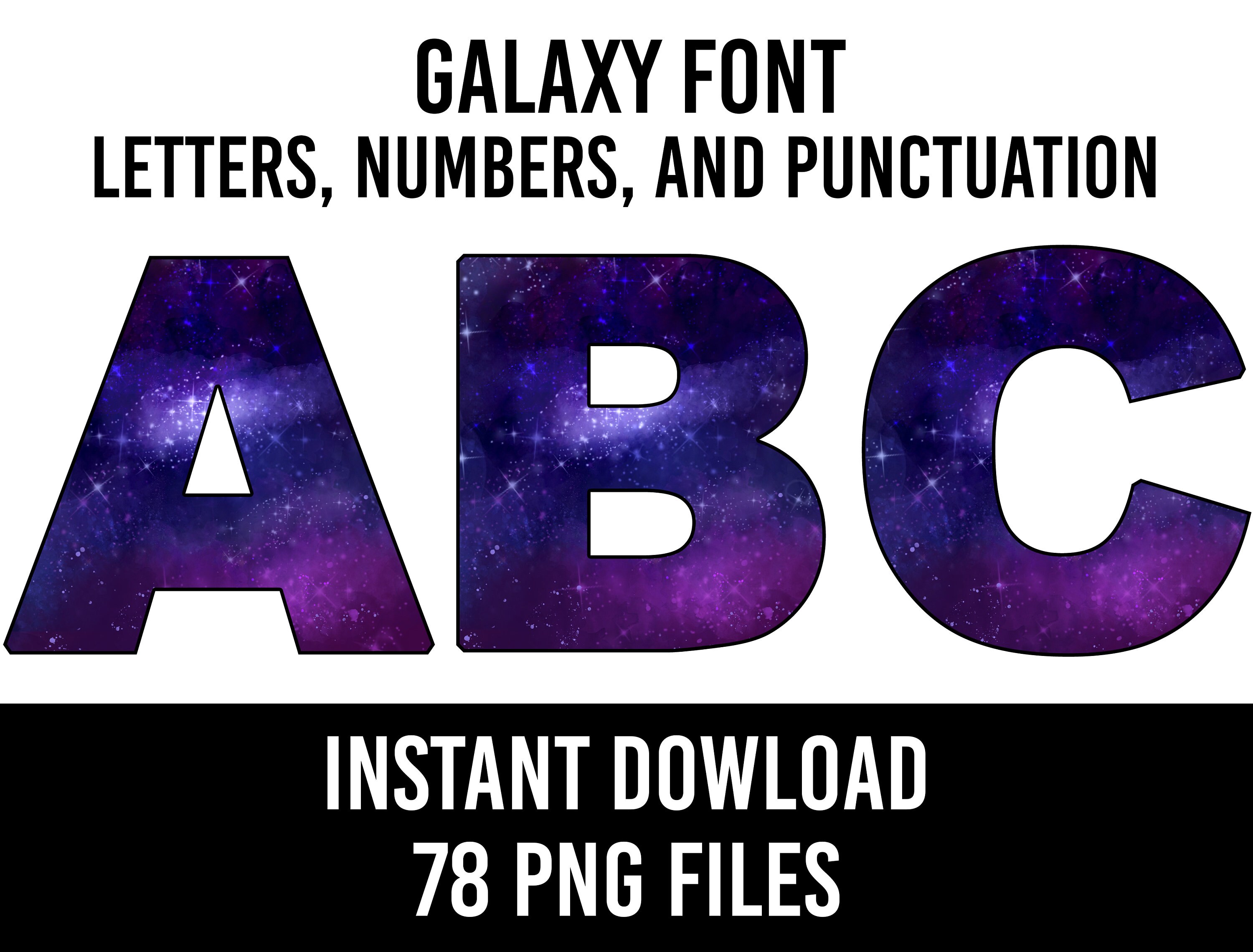 Galaxy Alphabet Stars 78 Letters Space Font Galaxy Font - Etsy