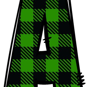 Green Plaid Print Alphabet Doodle Font Letters Buffalo Plaid Print ...