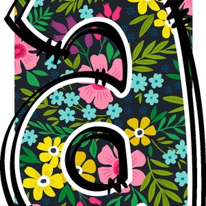 Retro Flower Alphabet Doodle Font Letters Floral Numbers PNG Font ...