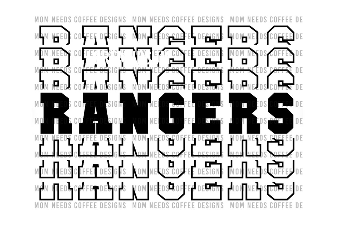 Rangers PNG Transfer Mascot Digital Download PNG, Stacked Letters ...