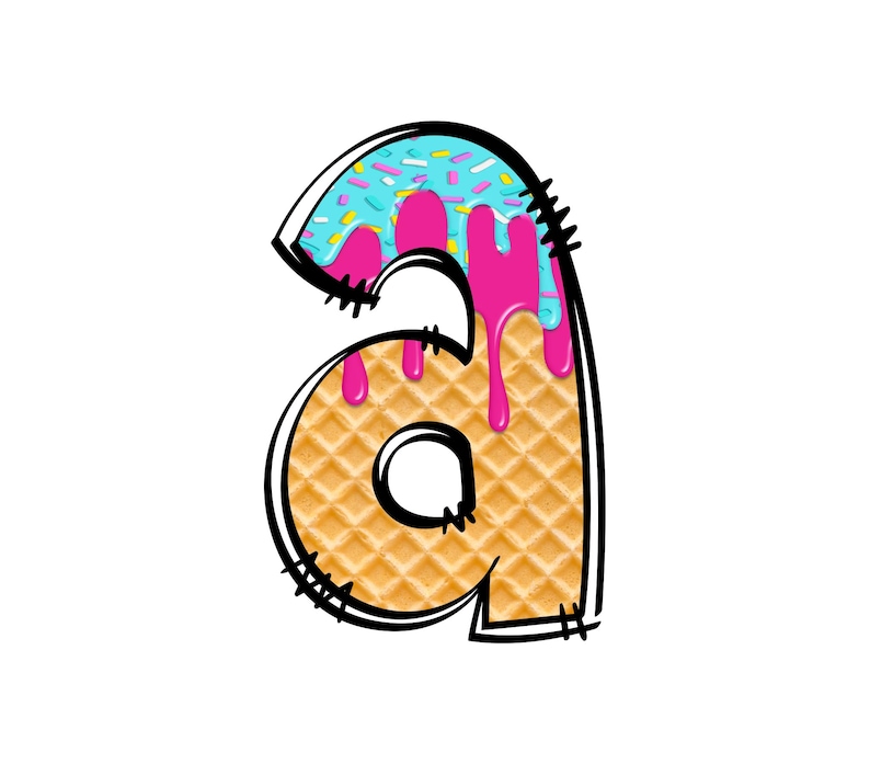 Ice Cream Drip PNG Alphabet, Pink & Blue Doodle Font (digital Download ...