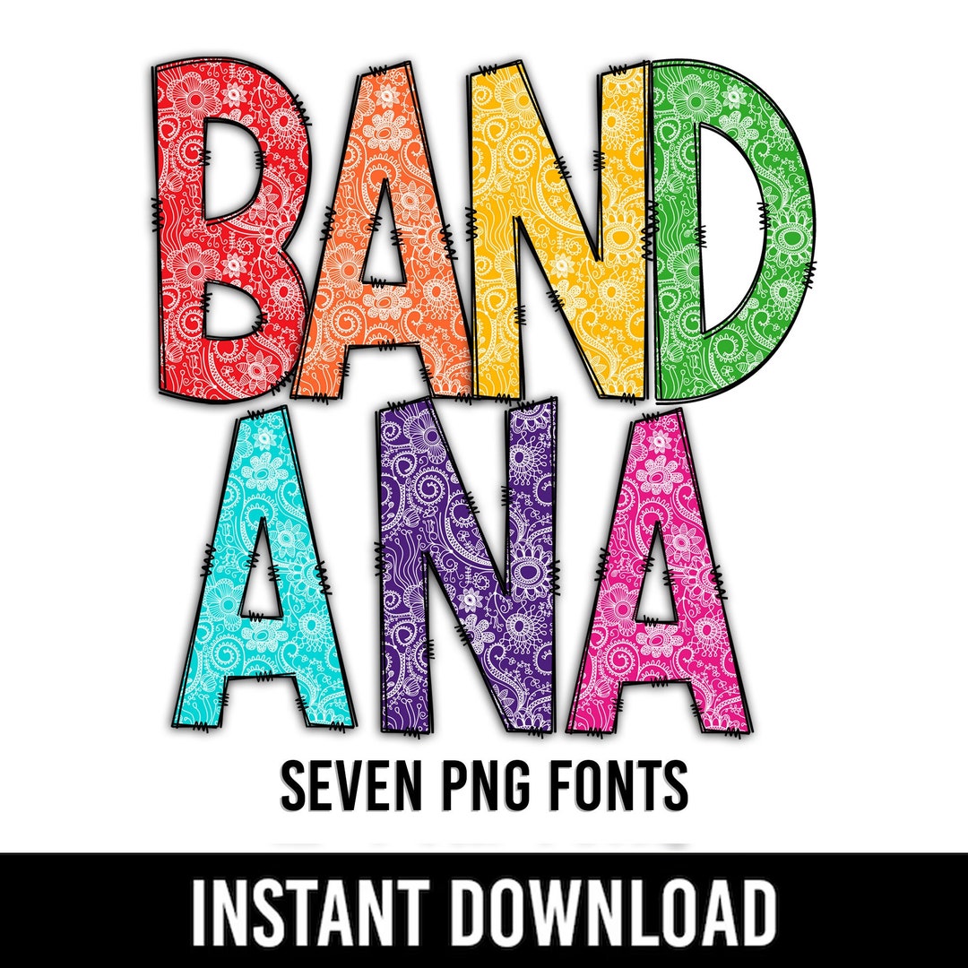Bandana Alphabets, Doodle Font, Western Letters, Numbers, PNG, Font ...