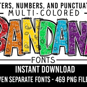 Bandana Alphabets Doodle Font Letters Western Numbers PNG Font - Etsy