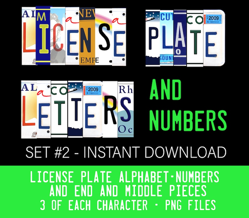 License Plate Alphabet Letters License Plate Numbers PNG Font - Etsy