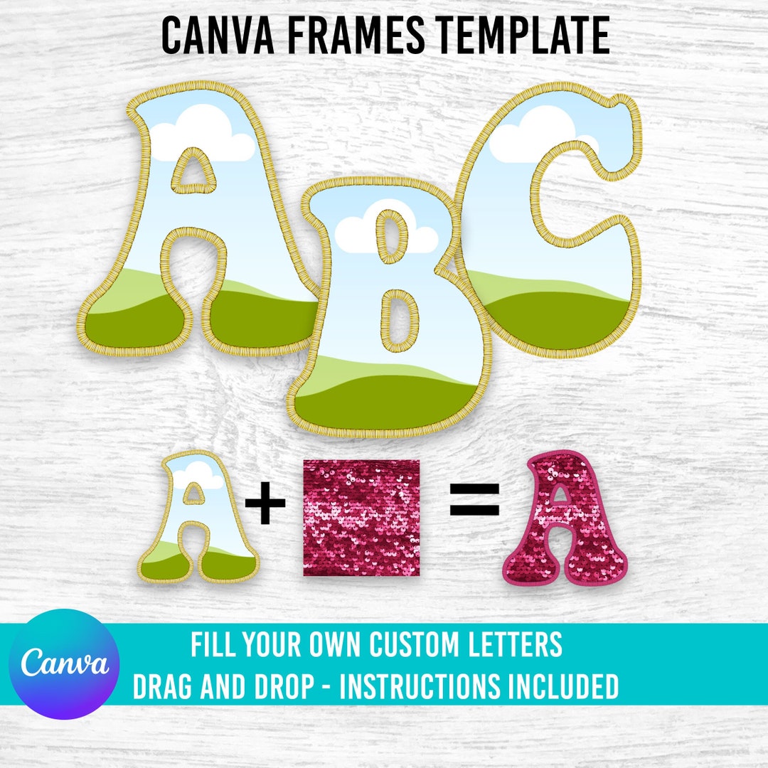 Retro Digital Canva Alphabet Frames, Full Alphabet, Numbers ...