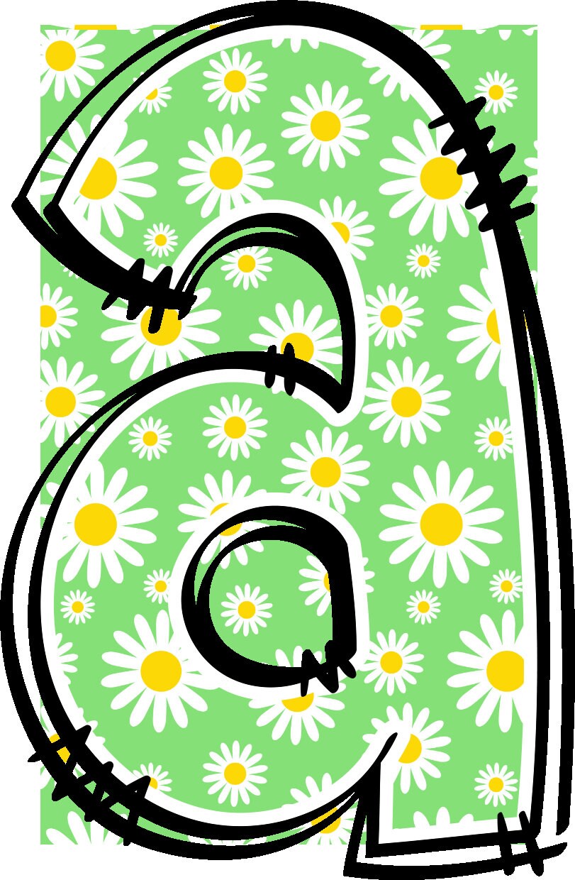 Daisy Alphabet Doodle Font Letters Floral PNG Summer Spring Sublimation ...