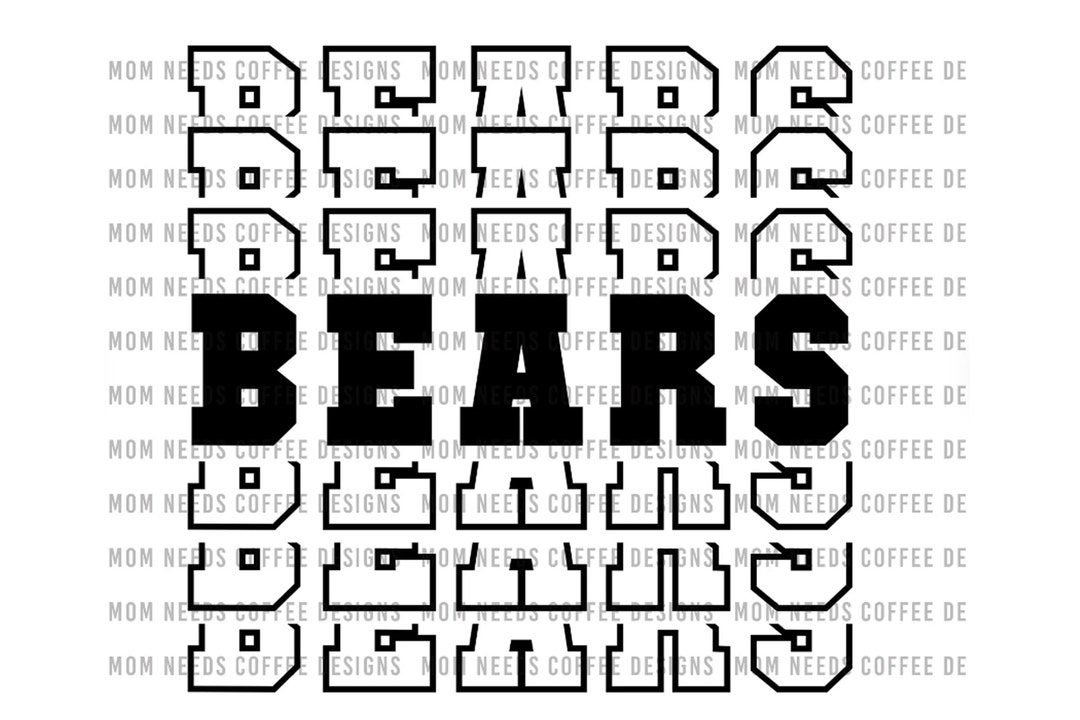 Bears PNG Transfer, Stacked Letters, Mascot Sublimation, Digital ...