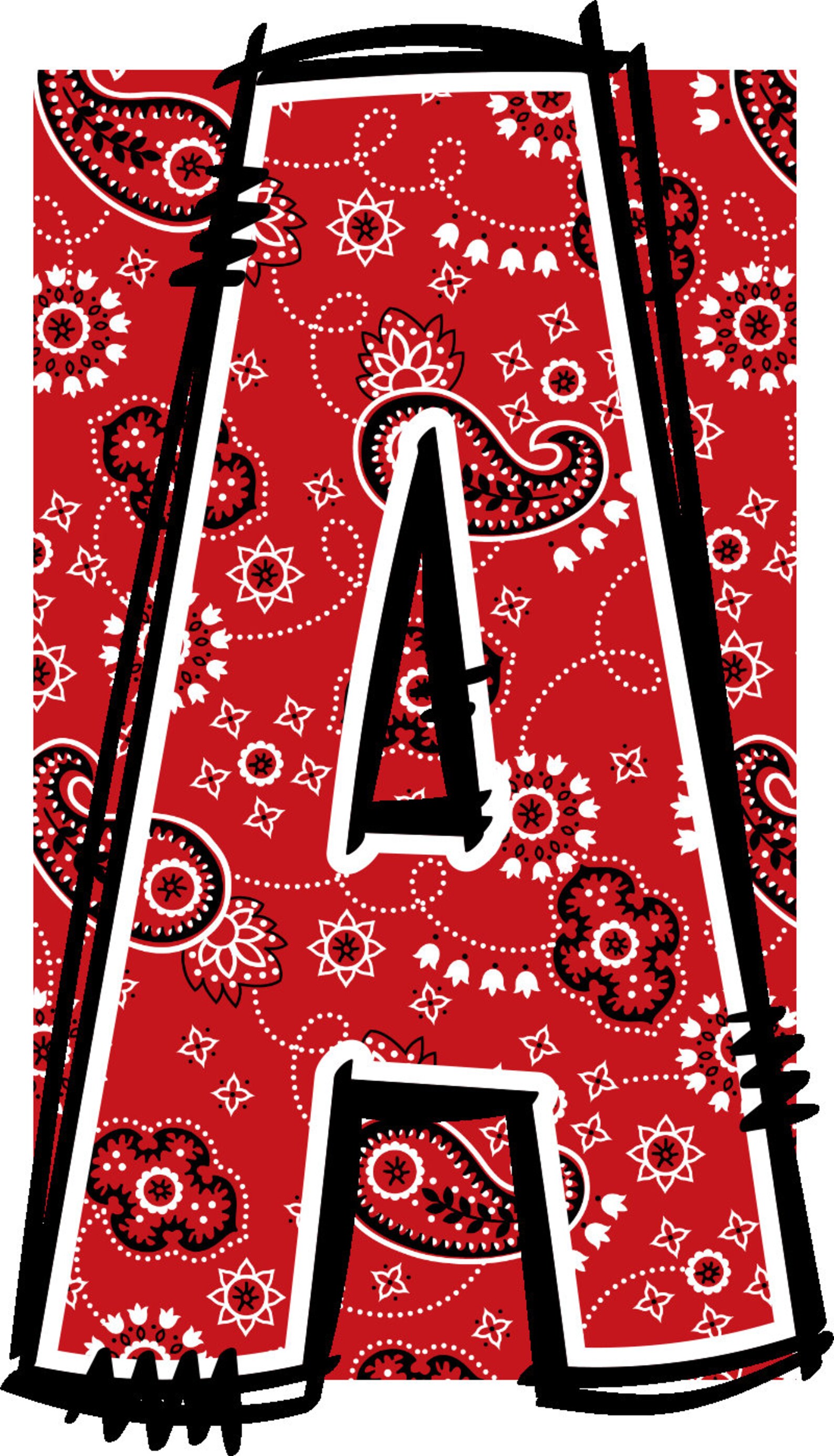 Bandana Doodle Font, Western Letters & Numbers PNG (instant Download ...