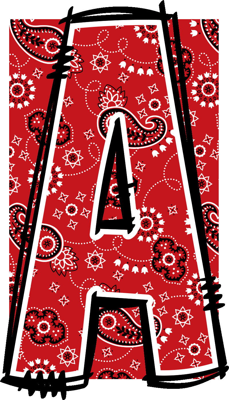 Bandana Doodle Font, Western Letters & Numbers PNG (instant Download ...