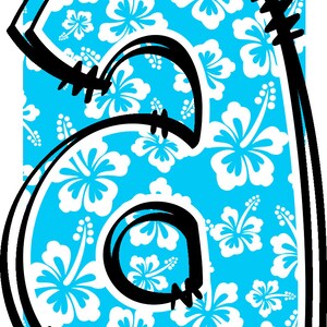 Hawaiian Alphabet Tropical Doodle Font Letters Summer Numbers PNG Font ...