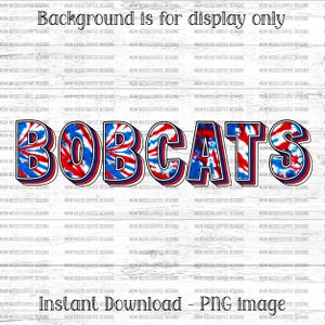 Bobcats PNG Transfer Mascot Digital Download PNG Tie-dye Red and Blue ...