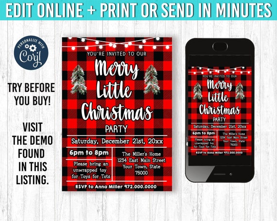 EDITABLE Christmas Invitation 5x7 Merry Christmas Invite - Etsy