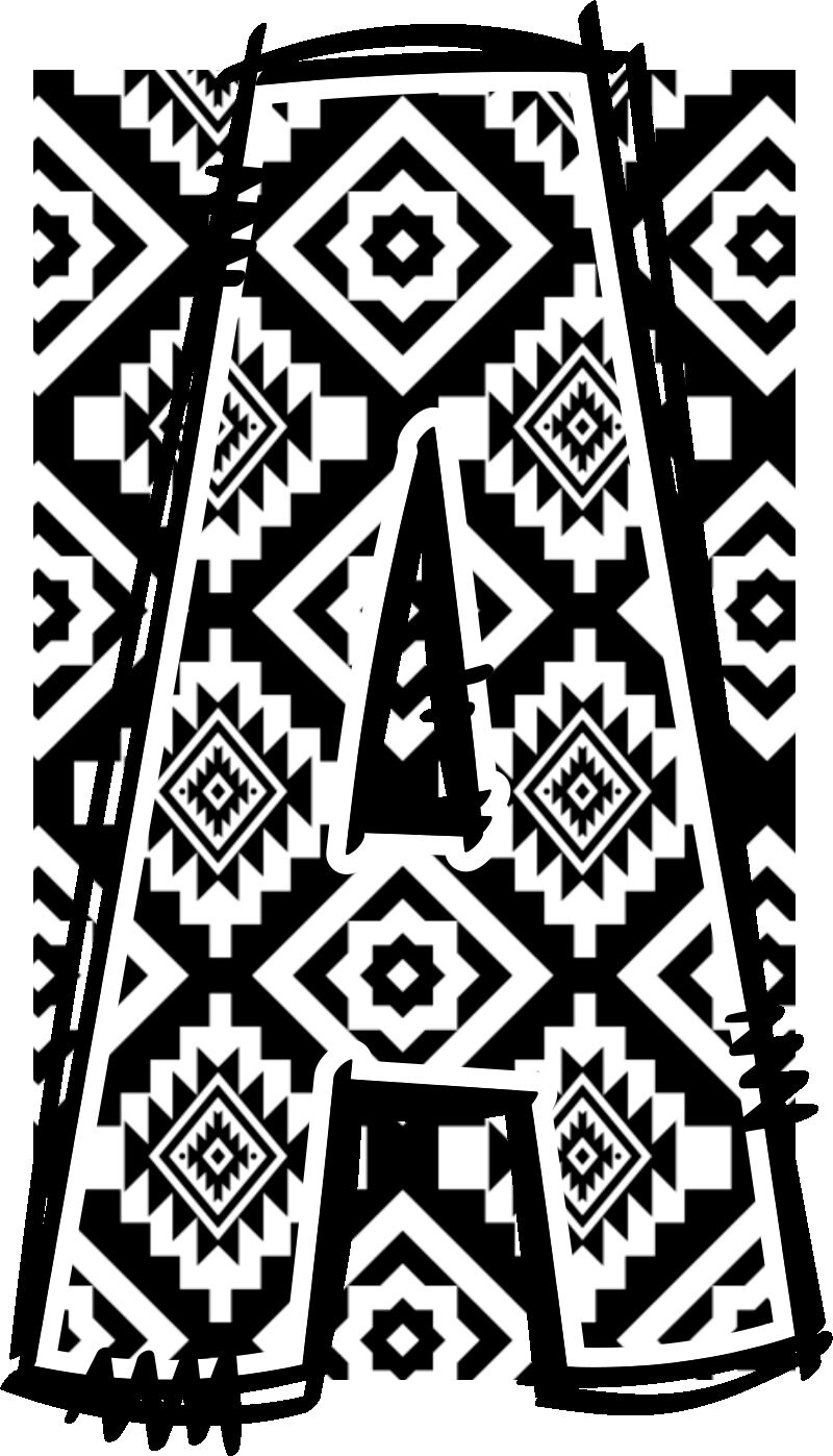 Aztec Alphabet Doodle Font Letters Aztec Numbers PNG Navajo Sublimation ...