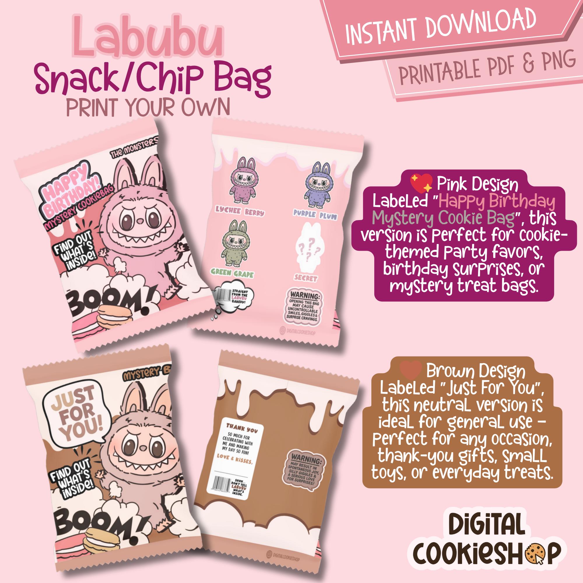 Labubu Printable Chip Bag – Cookie, Snack or Treat Bag Template ...