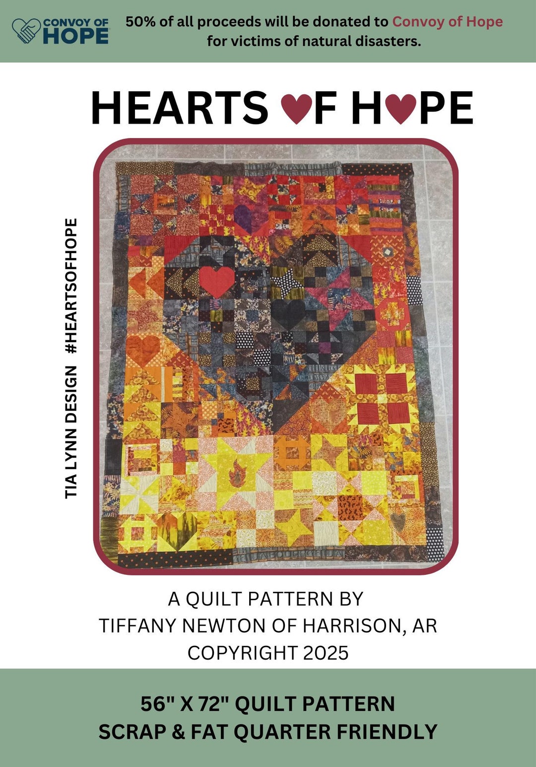 Hearts of Hope Quilt Pattern to Help Victims of Natural Disasters - Etsy