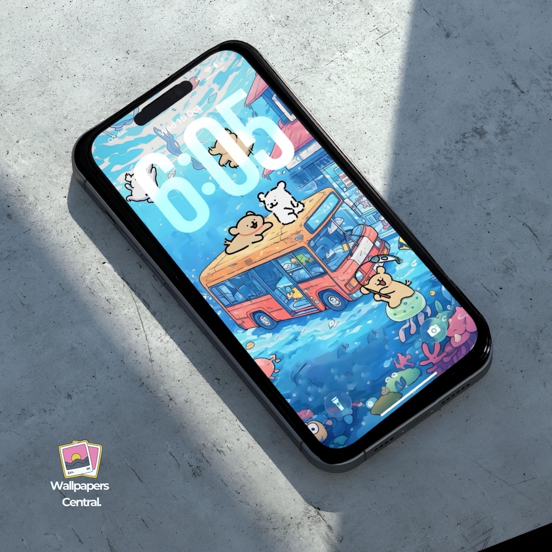 Underwater Bus iPhone Wallpaper | Anime Sea Adventure Digital Art ...