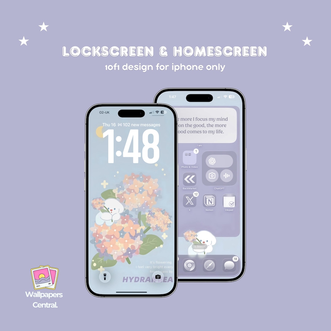 Hydrangea Flower Set | Matching Lockscreen & Homescreen Theme | 4K ...