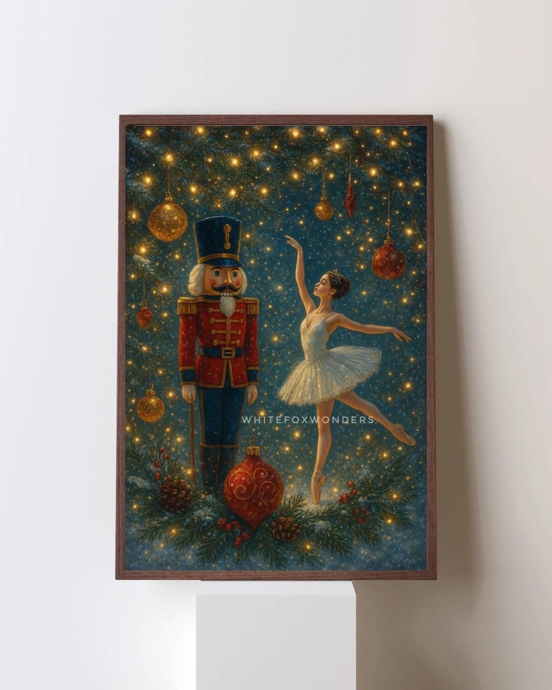 Nutcracker and Ballerina Christmas Art Print – Magical Holiday Wall ...
