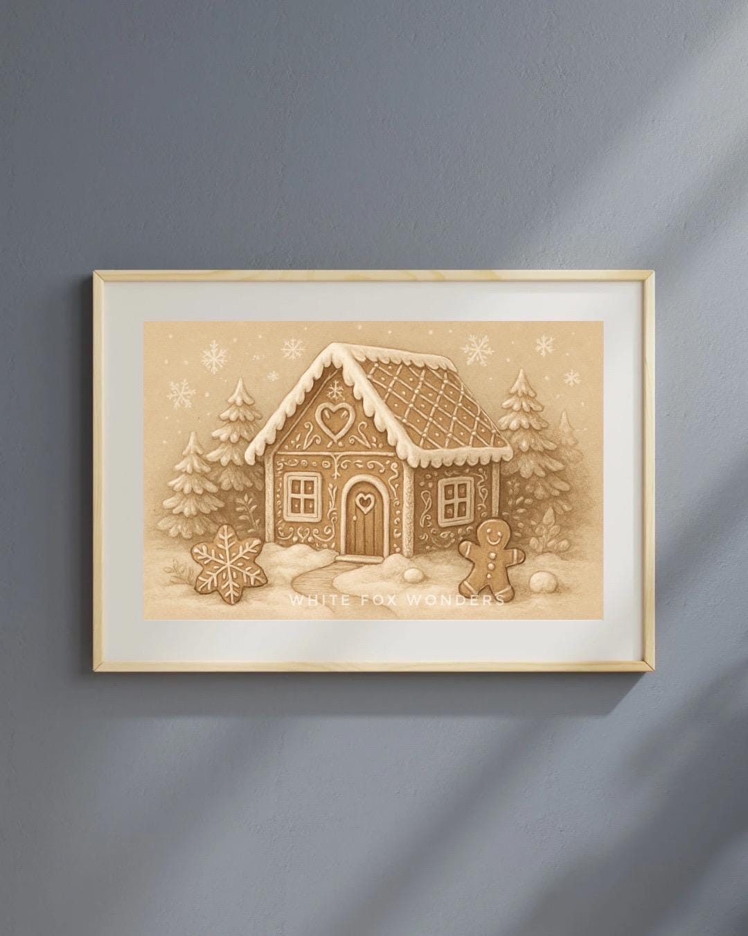 Gingerbread House Winter Illustration, Cozy Christmas Art Wall Decor ...