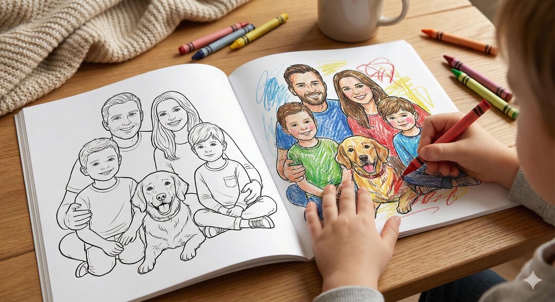 Custom Family Coloring Book From 10 Photo | Personalized Printable ...