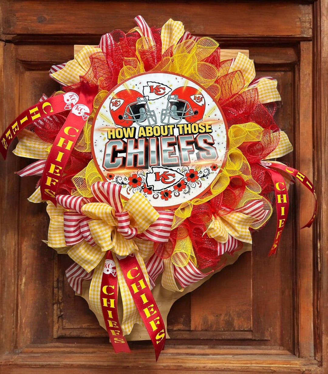 Kansas City Chiefs Wreath | NFL Football Door Décor | Red and Yellow ...