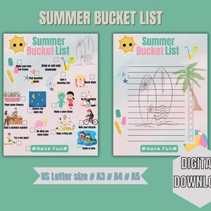 Kids Summer Bucket List | Fun Bucket List | Kids to Do List | Visual ...