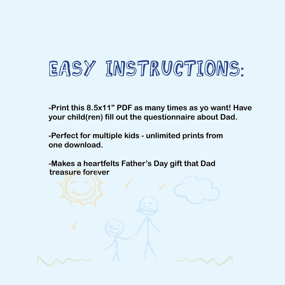 Printable Father's Day Gift – "all About My Dad" Questionnaire PDF ...